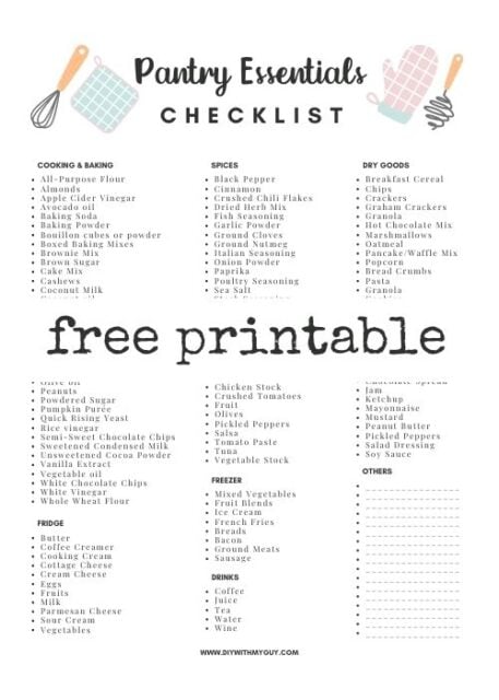 The Ultimate Pantry Staples List (FREE Printable) - DIY With My Guy