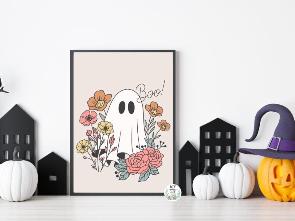 Cute Ghost Drawing Free Printable Wall Art - DIY With My Guy